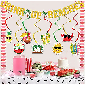Summer Beaches Party Decorations Supplies - NO DIY- Summer Beaches Banner Decoration Hanging Swirls - Hawaii Summer Beach Themed Birthday Baby Shower Party Hanging Decorations