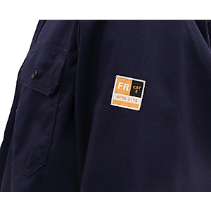 KONRECO FR Shirts for Men Long Sleeve Button Down Flame Resistant HRC2 Men's Welding Shirts Navy- Size XL