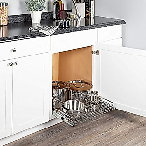 HOLD N' STORAGE Pull Out Cabinet Organizer, Heavy Duty-w/Lifetime Limited Warranty-20”Wx21”D- Requires At Least a 21-1/4” Cabinet Opening, Steel Metal Cabinet Drawers Slide Out, Chrome Finish