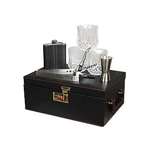 Telconi 3 Glass Black Portable Travel Bar Set with Whiskey Glasses , Leatherette Bar Set , Bar Accessories , Bar Set For Picnic, bar Set for Travel, Bar Set for car, For Gift