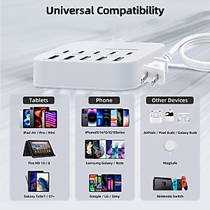 USB C Charging Station, 106W Quick USB C Charger Charging Hub 10 PowerPort for Multiple Devices Fast Charging Power Stock Station for iPhone Tablet Computer