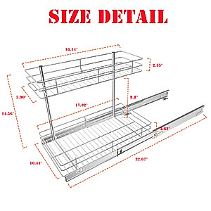 HOSUN Pull Out Under Sink Cabinet Organizer, 2 Tier Slide Wire Shelf Basket- 10.43W x 17.32D x 14.56H - Request at Least 12 inch Cabinet Opening, Perfect For Kitchen/vanity Under Sink Storage