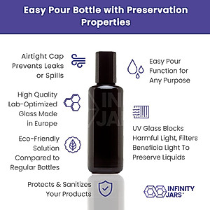 Infinity Jars 50 ml (1.69 fl oz) Black Ultraviolet Glass Easy Pour Screw Top Bottle 3-Pack
