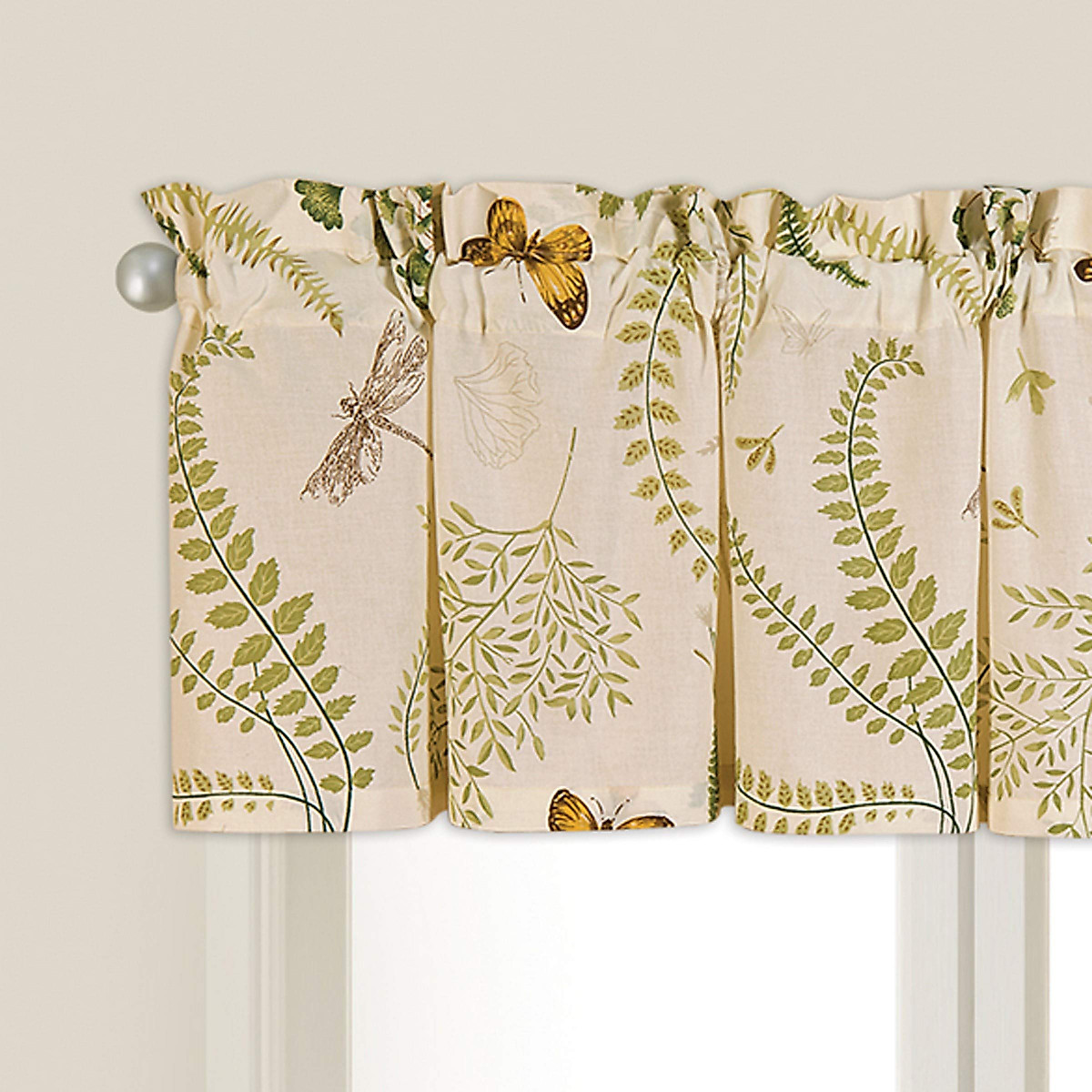 C&F Home Althea Green Floral Botanical Garden Spring Summer Cotton Bedroom Guestroom Premium Window Valance Valance Single Green