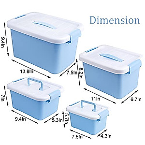 WUWEOT 4 Pack Plastic Storage Bin with Lid, Latch Boxes Storage Container With Handles, Stackable Totes for Toys Art Crafts Tools Pantry