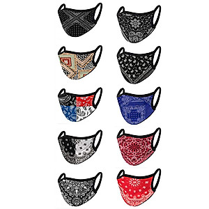 Stoota 10PC Face Cover Mask Washable Reusable, Anti Dust Wind for Adult, Multifunctional Bicycle Riding Fishing Cycling (Multicolor Y1, One Size)