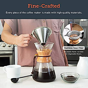 COSORI Electric Gooseneck Kettle with 5 Variable Presets, Pour Over Coffee Maker with 8 Cup Glass Coffee Pot&Coffee Brewer with Stainless Steel Filter