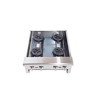 STEELBUS 24'' Heavy duty Commercial Hot Plate 4 Burner Countertop Natural or Propane gas Restaurant Equipment for Soups BTU-112000