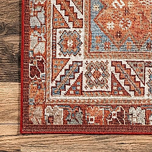 nuLOOM 5' x 8' SpinClean Machine Washable Stain-Resistant Area Rug Low Profile for Living Room, Bedroom, and Dining Room, Ashen Rust