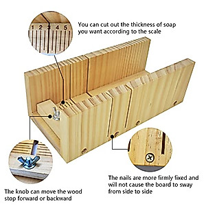 Artcome Loaf Soap Making Cutting Mold Kit 2Pcs 42oz Rectangular Silicone Soap Mold, 2Pcs Wooden Box with Lid, Adjustable Wooden Soap Cutting Tool with Stainless Steel Wavy & Plastic Straight Cutter