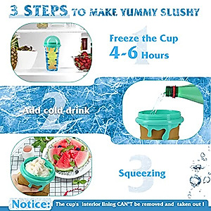 New 500ml Slushie Maker Cup, Large Capacity TIK TOK Magic Quick Frozen Smoothies Cup, Cooling Cup, Double Layer Squeeze Slushy Maker Cup, Happy Gifts for Kids (Coffee)