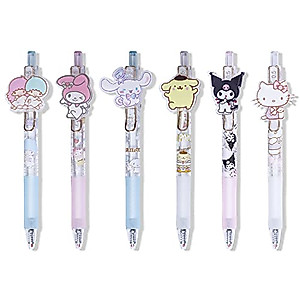G-Ahora 6pcs Cartoon Kitty Ballpoint Pens Kawaii Kitty Cat Gel Pens Black Ink 0.5mm School Supplies(Gel-slo A)