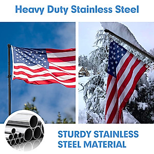 Flag Poles for 3x5 Flags Outdoor, Black Flag Pole Kit for Outside House - Heavy Duty 5ft Flagpole and Holder Metal, Mount for Outdoor, Boat, RV, Truck Hitch, 1 inch Diameter, Tangle Free Rings