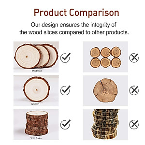 Natural Wood Slices 20Pcs 2.8-3.1 in Unfinished Wood Kit with Screw Eye Rings, Complete Wood Coaster, Wooden Circles for Crafts Wood Christmas Ornaments