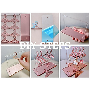 XINZHIDA Earring Hanger Rack with 8 Mini Coat Hangers, Acrylic Earring Holder Display Stand, Ear Studs Hanging Earrings Organizer For Women Girls, Transparent