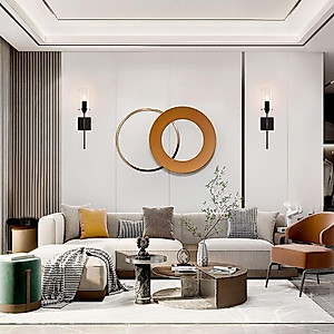 ZSMIHDOH Modern Wall Sconces Set of 2, Black Bathroom Vanity Light, Indoor Wall Sconces for Bedroom Living Room Hallway (Black - 2 Pack)