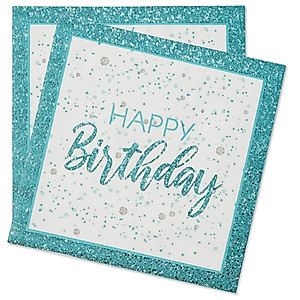 Royal Bluebonnet Teal and Silver Birthday Plates - Set of 24-9 and 7 inch Plates, Napkins, and Cups Party Supplies, Sturdy 400 GSM Weighted Teal Birthday Decorations for Women, Kids, and Tweens