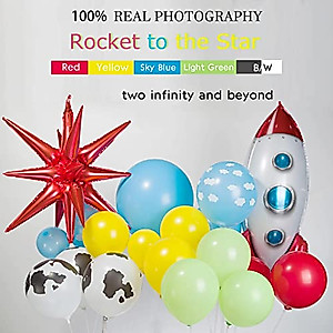Toy Inspired Story Balloons Arch Garland kit Red Blue Yellow Green Balloon +Cow Boy Star Rocket Balloons for Kid Toy Theme two infinity and beyond birthday decorations
