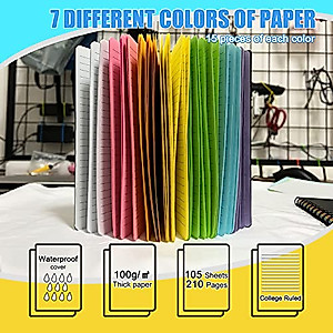 Alopuxi Spiral Notebook, Colored Lined College Ruled Paper, 105 Sheets/210 Pages, 6" x 8.5"