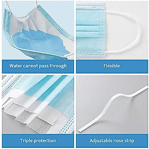 2000 PCS Wholesale Bulk Disposable Face Mask (40 Packs, 50pcs/Pack), 3-Layers Breathable Face Masks with Adjustable Earloop for Business PPE