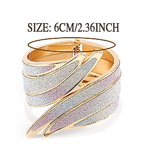 ELABEST Stylish Alloy Bracelet Colorful Cuff Bracelets Stretch Bracelets Wing Bracelets Sparkly Hand Chain Wedding Parties Jewelry Accessories for Women (Colorful)