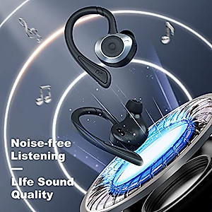 comiso Wireless Earbuds Bluetooth Headphones, True Wireless in Ear Bluetooth 5.1 Earbuds with Microphone, Deep Bass, IPX7 Waterproof Loud Voice Earphones for Sport Outdoor Running Gym Workout(Black)