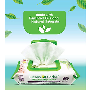 Clearly Herbal Baby Wipes, made with Essential Oils and Natural Herbal Extracts, Parent's Choice, Case Pack 864 Plant Based Wipes (12 Packs x 72 Count)