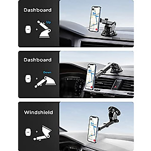 LISEN Magnetic Phone Holder for Car Mount Universal Dashboard Windshield Magnet Car Phone Holder Mount Industrial-Strength Suction Cup Car Magnet Phone Mount for Cell Phone & All Tablets (Black)