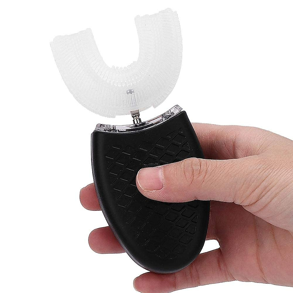 TMISHION Electric Toothbrush U-Shaped Adult Electric Toothbrush Automatic Cleaning Toothbrush Oral Care Tool Soft Silicone Brush Head Three-Color Optional High-Efficiency Cleaning(Black)