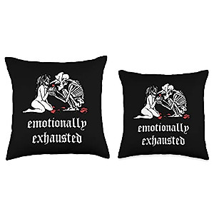 Edgy Aesthetic Soft Grunge Clothes & Accessories Gothic Emo Sad Skeleton Skull E-Girl E-Boy Throw Pillow, 16x16, Multicolor