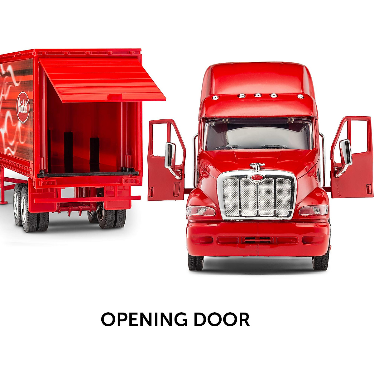 Wheel Master Peterbilt Tractor Trailer 387 Play Toy Truck Vehicle for Kids 1/32 Die Cast Scale,Designed, with Functions, Pre Built Semi, Realistic Look and Openable Doors Great Gift for Children