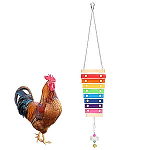 Wooden Xylophone, Hen Suspended Xylophone, A Beautiful Sound Bright Colors Crisp Sound for Chickens Parrots Lawn Yards
