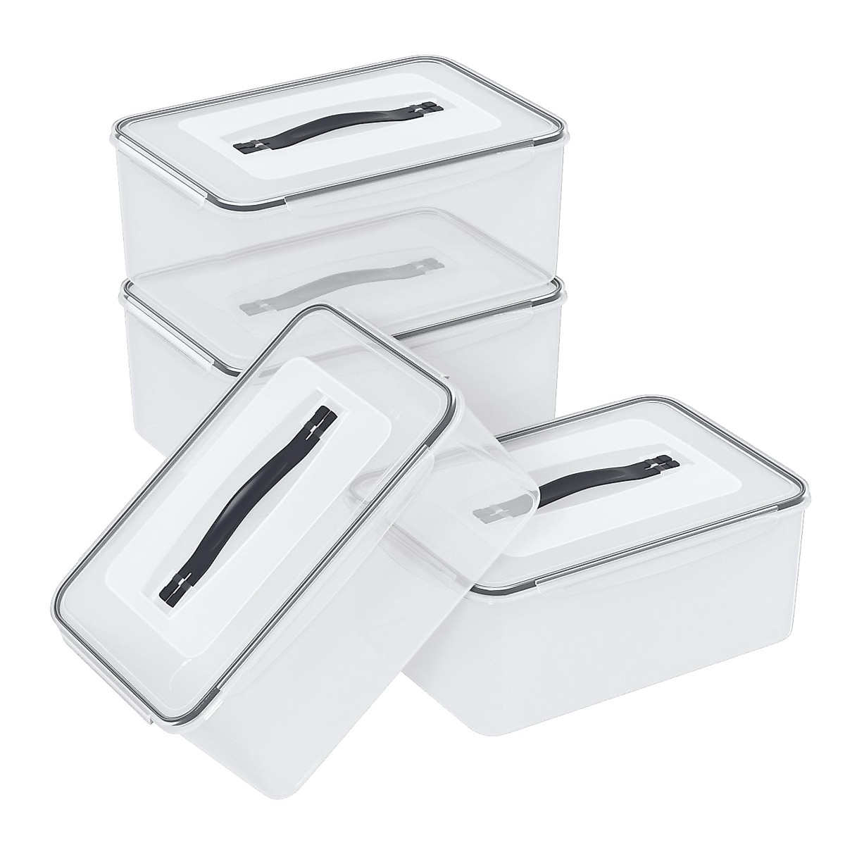 Joyeen 4 Pack 15 Liter Latching Containers with Sealed Circle/Lid, Clear Airtight Food Containers