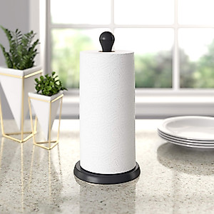 Umbra Tug One-Handed Tear Modern Paper Towel Holder, Black