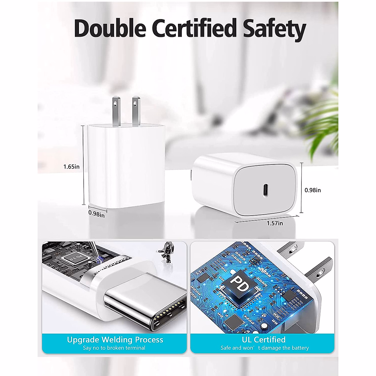 iPad Charger Fast Charging 10FT, 2Pack 20W USB C Wall Charger with 10ft USB C Charging Cord for iPad Pro 13/12.9/11 inch, iPad Air 13/11 inch 5/4th, iPad 10th Generation