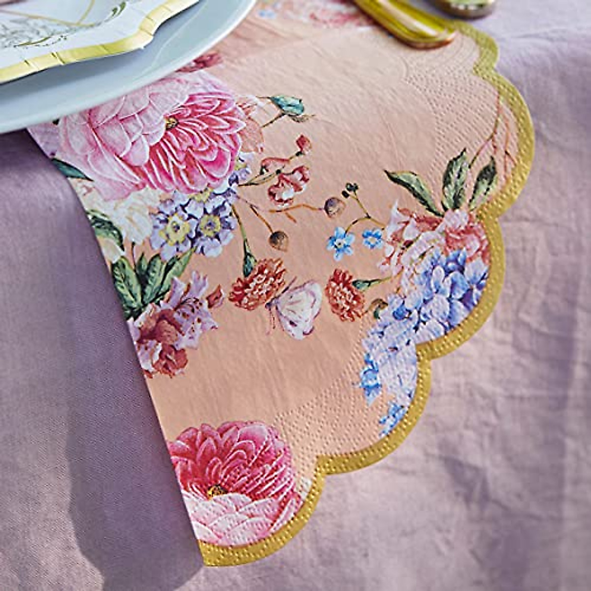 Talking Tables Truly Scrumptious Pack of 20 Floral Scalloped Napkins | Vintage Afternoon Tea Party Tableware For Decoupage, Birthday, Baby Shower, Bridal Shower, Mother's Day, multi, "12"""