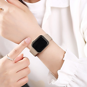 Sport Bands Compatible with Apple Watch Band 41mm 40mm 38mm, Silicone Waterproof Strap for Apple Watch SE2 SE Series 10 9 8 7 6 5 4 3 Women Men, Beige, 38/40/41/42mm(Series 10)