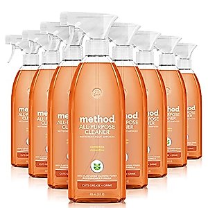 Method All-Purpose Cleaner Spray, Clementine, Plant-Based and Biodegradable Formula Perfect for Most Counters, Tiles, Stone, and More, 28 Oz Spray Bottles, (Pack of 8)