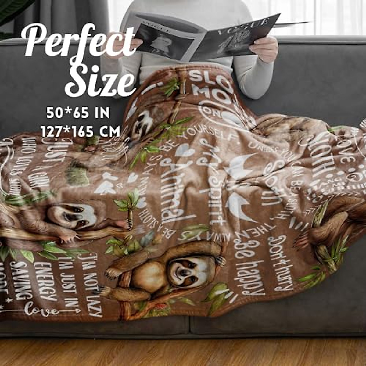 InnoBeta Sloth Gifts for Women, Sloth Throw Blanket, Sloth Flannel Blankets for Women, Girls, Teens, 50 x 65 Inches, Spirit Animal