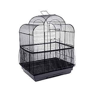 Universal Bird Cage Seed Catcher,Seed Catcher Guard Net Cover,Parrot Nylon Mesh Net Cover,Soft Airy Cage Net Stretchy Skirt for Round Square Cage Father'Day Gift(Circumference 40 inch to 63 inch，Black