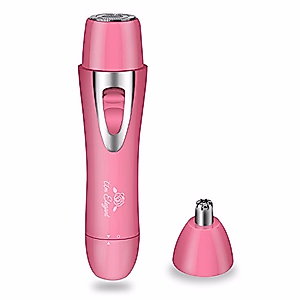 Rechargeable Facial Hair Removal for Women - Painless Nose Ear Eyebrows Trimmer Remover (Pink 2 in 1)