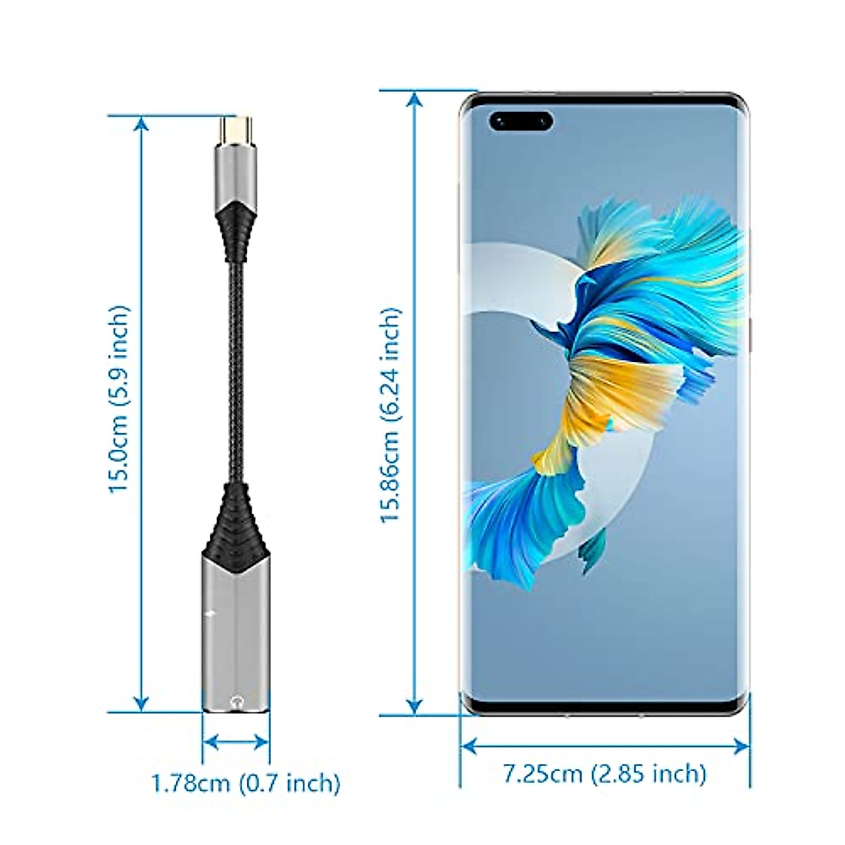 PEPPER JOBS USB-C to 3.5 mm Headphone Jack Adapter, C2PDA Plus 2-in-1 Fast Charging Adapter, Compatible with Samsung Galaxy Note S21 Series/20 Ultra/Note 20/S20 Series, Huawei, Google Pixel and More