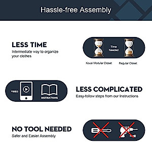 KOUSI Portable Closet Wardrobe Closet Clothes Closet Bedroom Armoire Storage Organizer with Doors, Spacious & Sturdy, Extra Space & Durable Black HHRBYG-TZ (6 Cubes&2 Hanging Section)