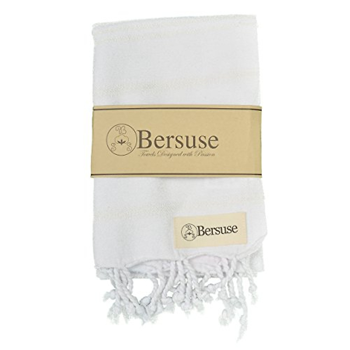 Bersuse 100% Cotton Anatolia Turkish Hand Towel - 23x43 Inches, White