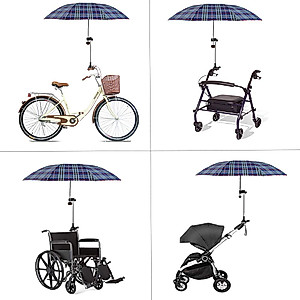 Umbrella Mount Holder, Adjustable Umbrella Mount Stand No Need Wrench to Attach/Detach Umbrella Clamp for Wheelchairs, Walker, Rollator, Biycle, Pram, Stroller, Black