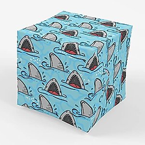 Shark Birthday Party Gift Wrapping Paper - Folded Flat 30 x 20 Inch (3 Sheets)