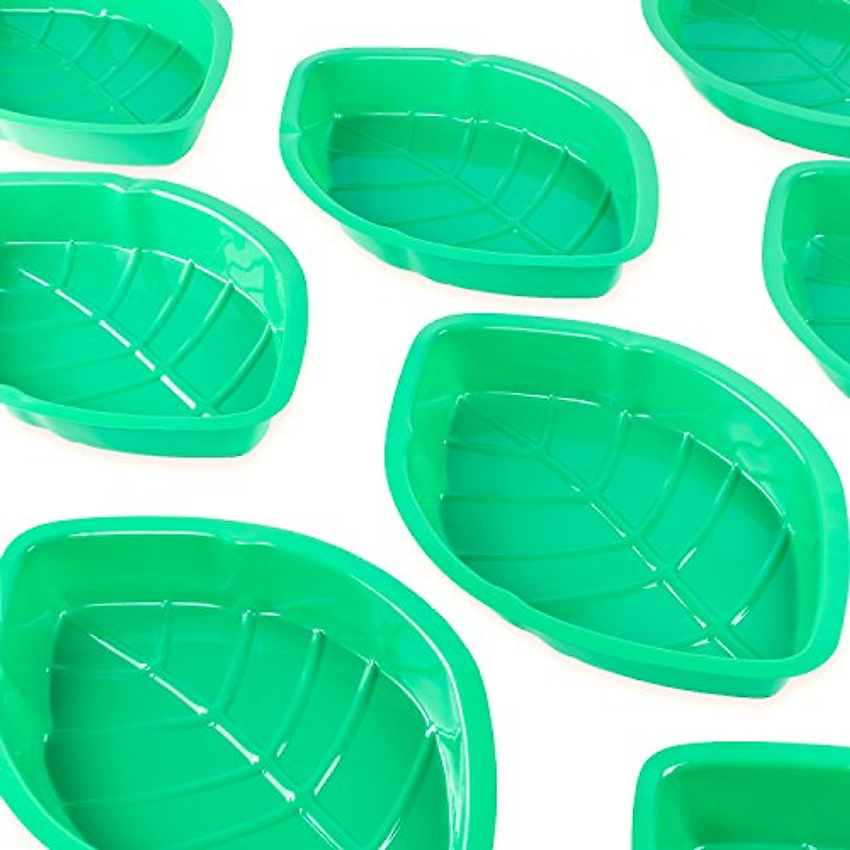 Palm Leaf Hawaii Style Food Reusable Snack Tray, Cookies, Chips, Candy Dip for Jungle Island Themed Party Decorations Platter (12 Pack, 11.75" x 8.5" Inches) by Super Z Outlet