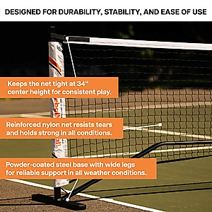PickleballCentral Rally Pickleball Net, Portable Net System, Indoor/Outdoor, Pickleball Training Aids, Regulation Size, Alloy Steel Frame, Net and Carry Bag (Delux)