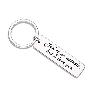 Best Christmas Funny Couples Keychain Gifts for Man Boyfriend Girlfriend Husband Wife Fiance Bridegroom You’re An Assh*le But I Love You Birthday Anniversary Wedding Valentines Day