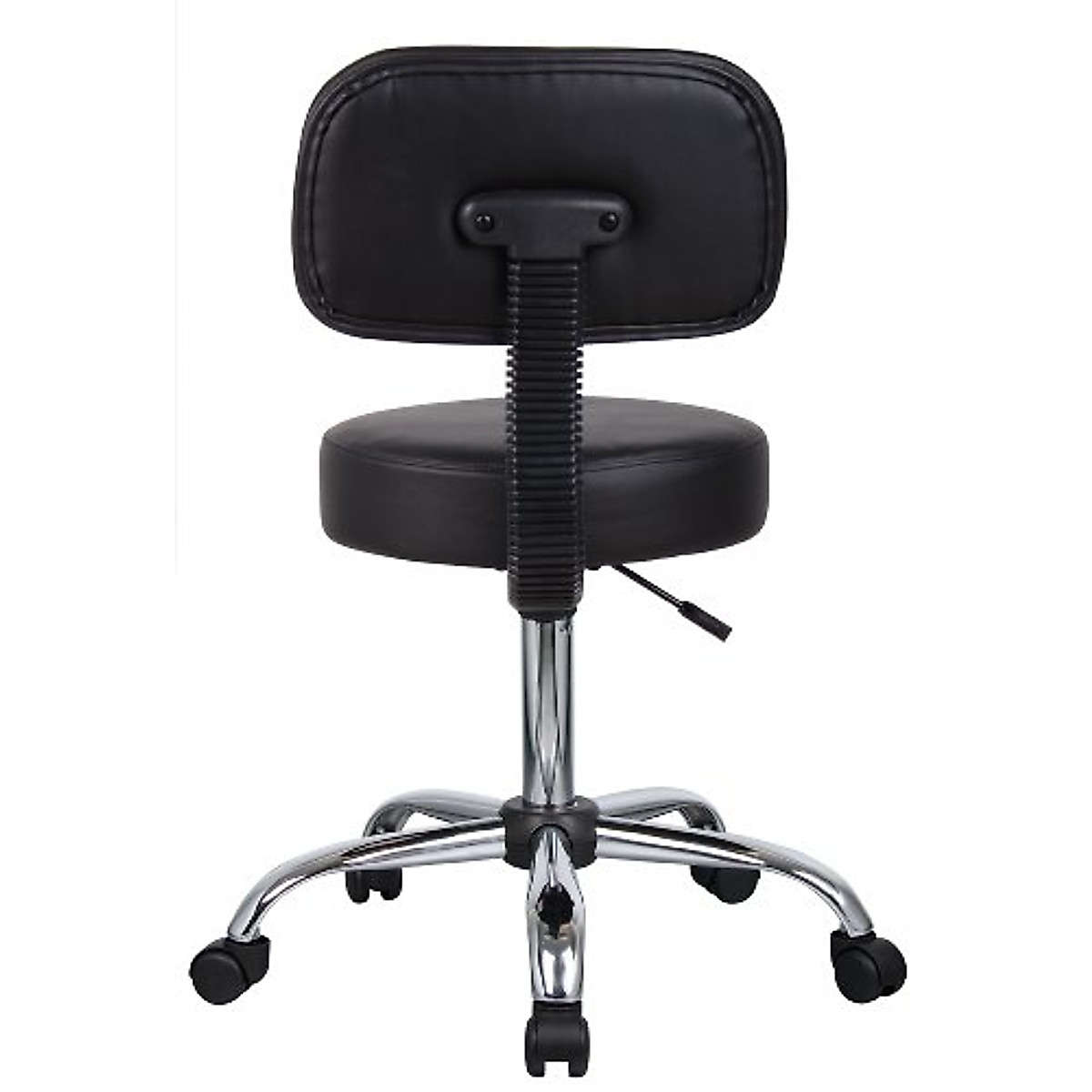 Boss Office Products Be Well Medical Spa Stool with Back in Vinyl, Black